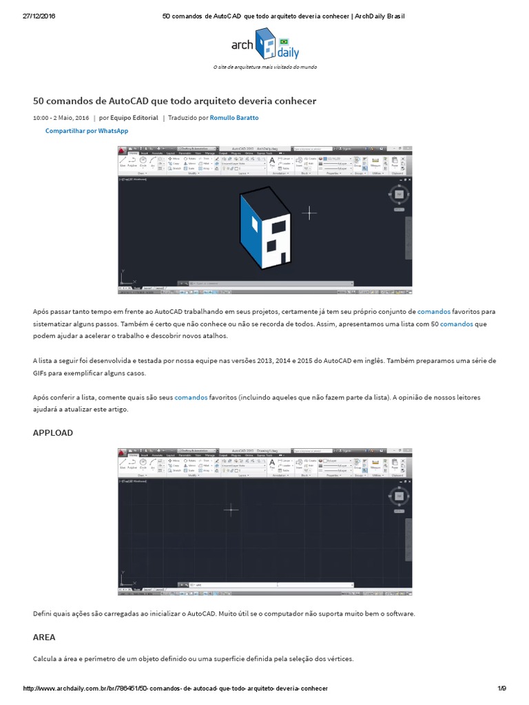 50 Comandos de AutoCAD Que Todo Arquiteto Deveria Conhecer - ArchDaily ...