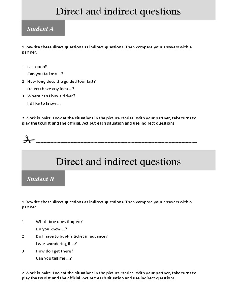 Pre-Int U10 DirectAndIndirectQuestions SC | PDF | Sports & Recreation ...