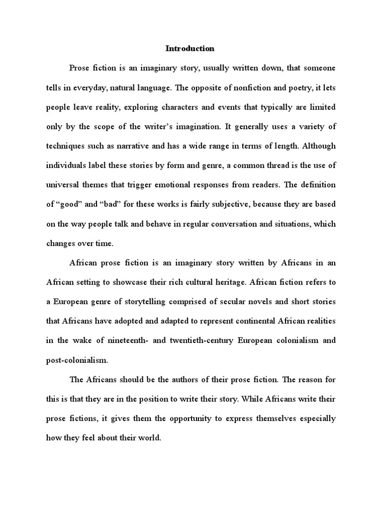 African Prose Fiction | Imagination | Narrative