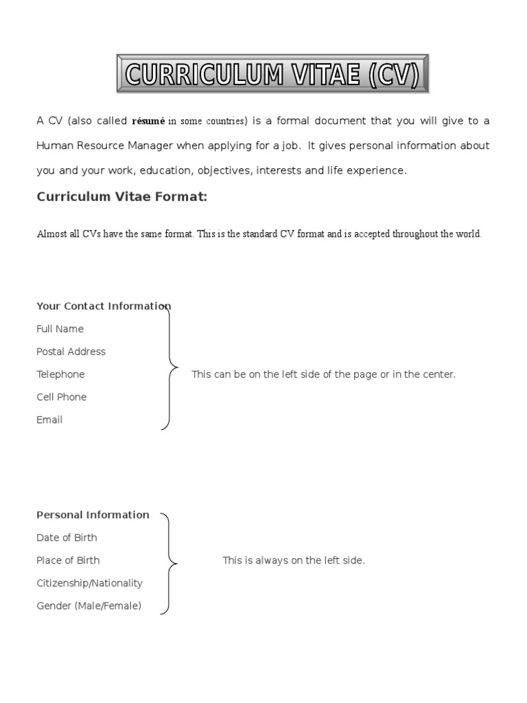 Essential CV Format Guide | PDF | Career & Growth