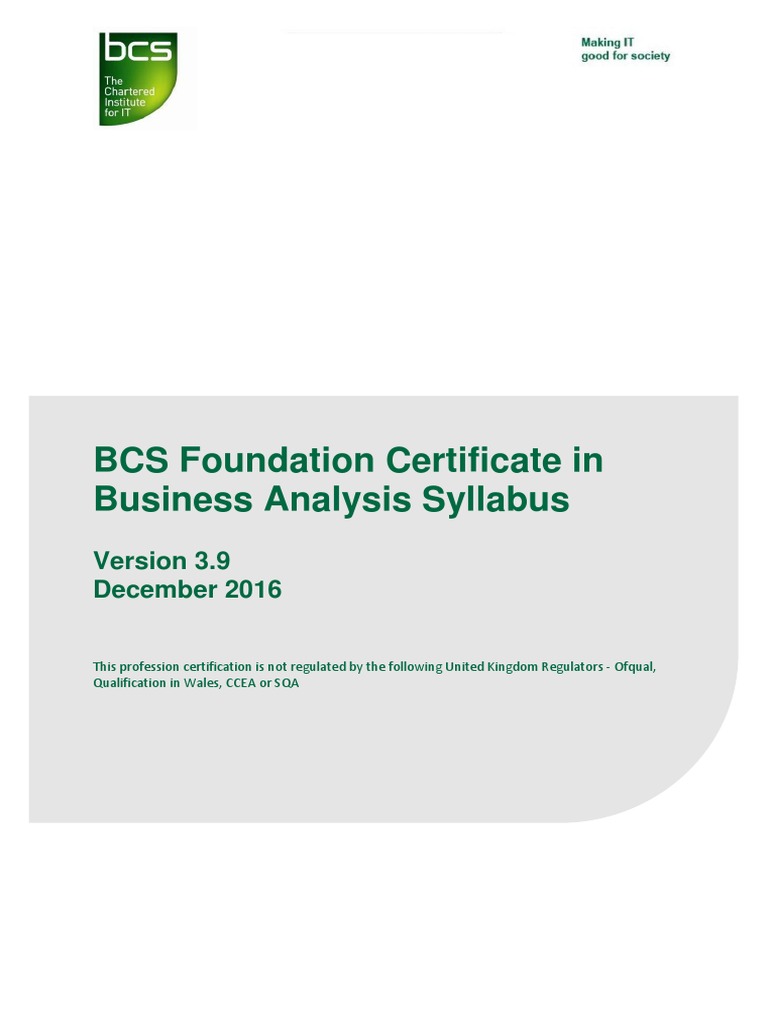 Ba Foundation Syllabus | PDF | Business Analysis | Business Process