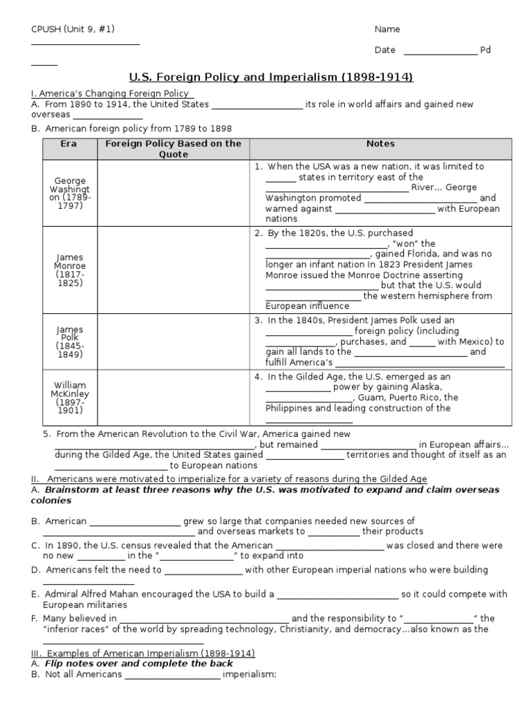 U.S. Foreign Policy and Imperialism (1898-1914) | PDF | Imperialism ...