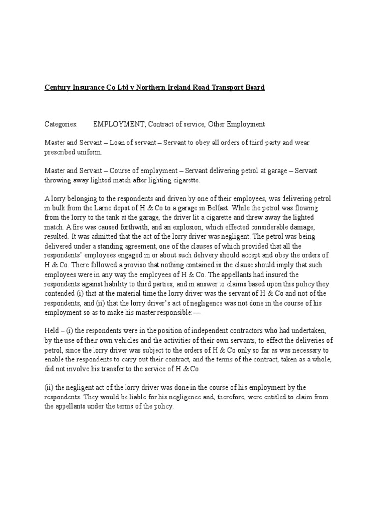 Cases On Vicarious Liability | PDF | Vicarious Liability | Negligence