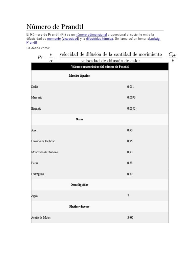 Número de Prandtl | PDF | Química Física | Termodinámica