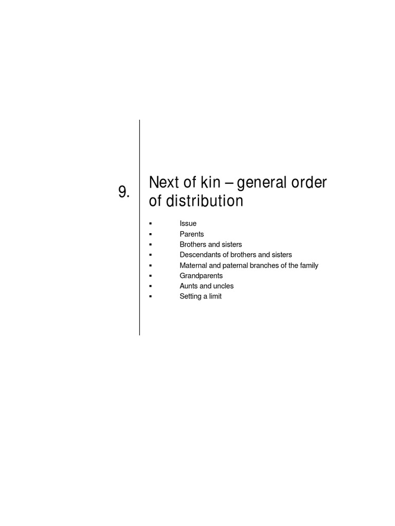 Next of Kin Order of Distribution | PDF | Intestacy | Will And Testament