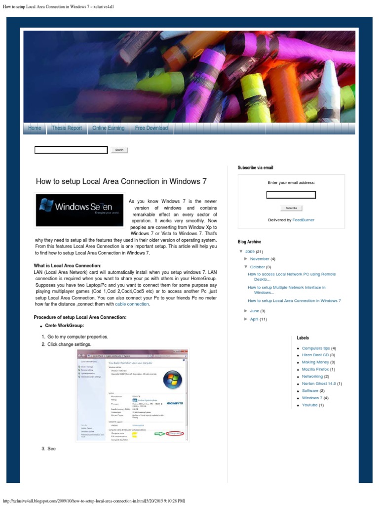 How To Setup Local Area Connection in Windows 7 Xclusive4all PDF | PDF ...