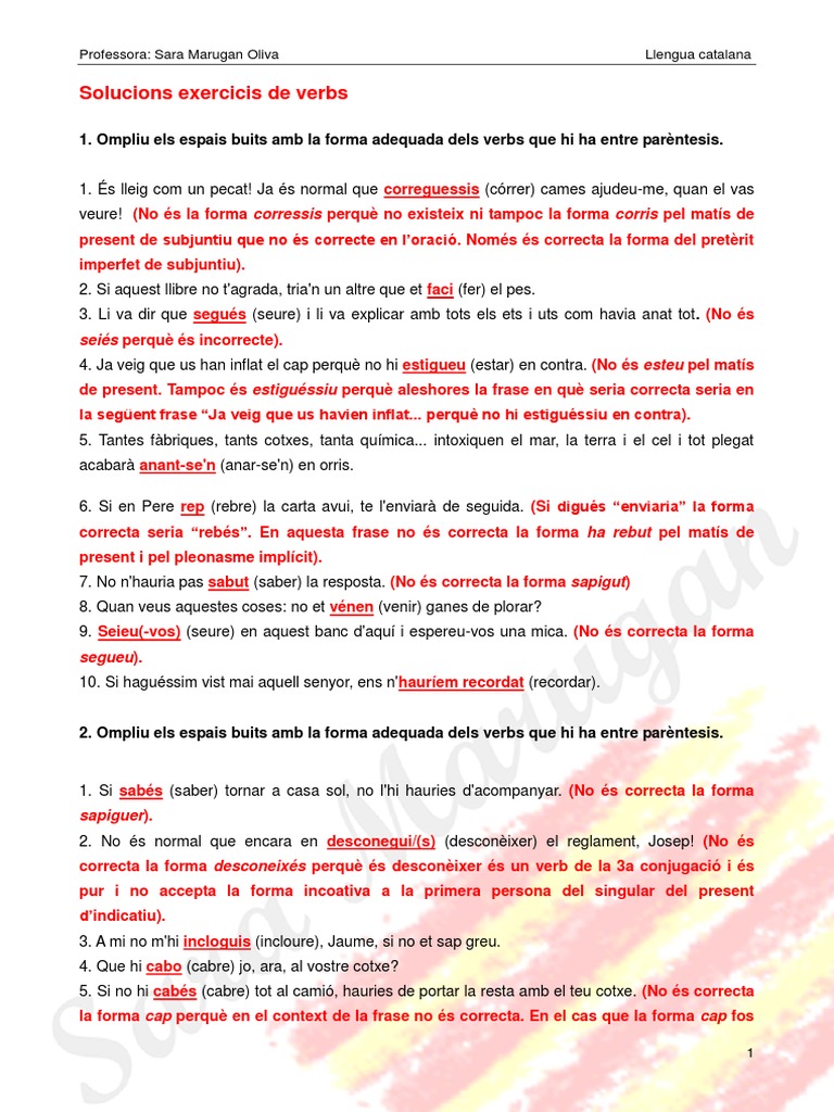 Solucions Exercicis Verbs Irregulars Pdf