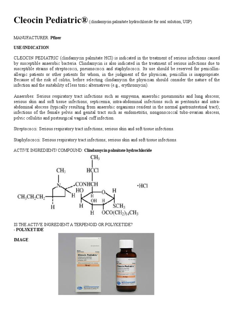 Cleocin Pediatric®: Use/Indication | PDF