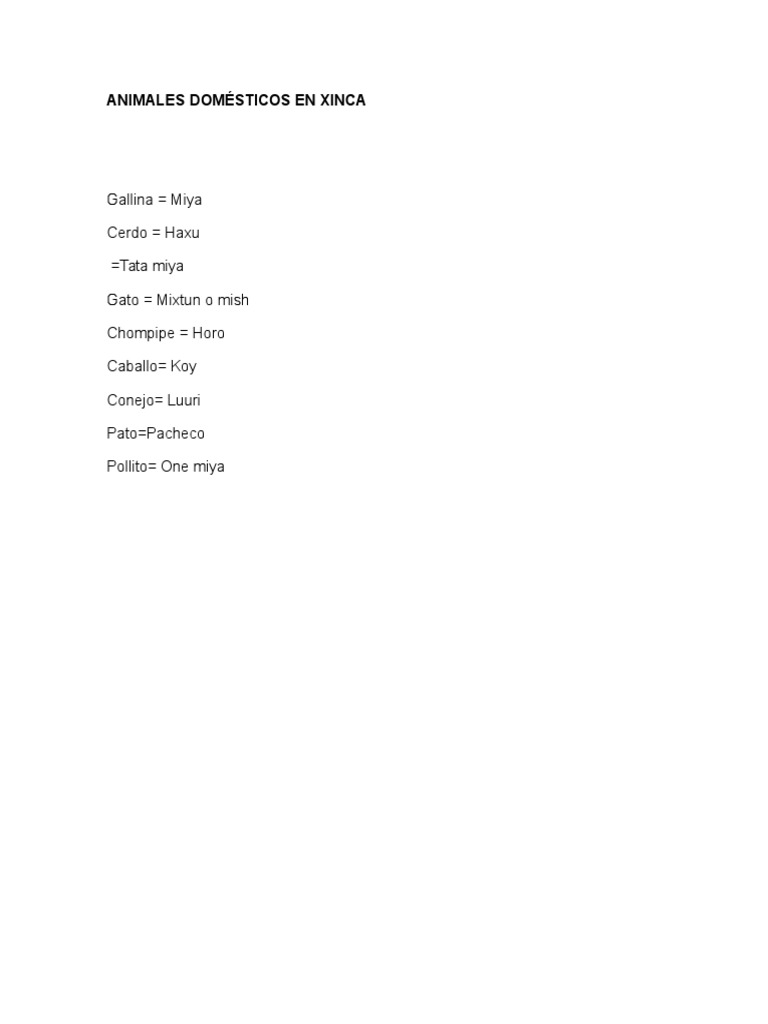 Animales Domésticos en Xinca | PDF | Sicología | Ciencia cognitiva