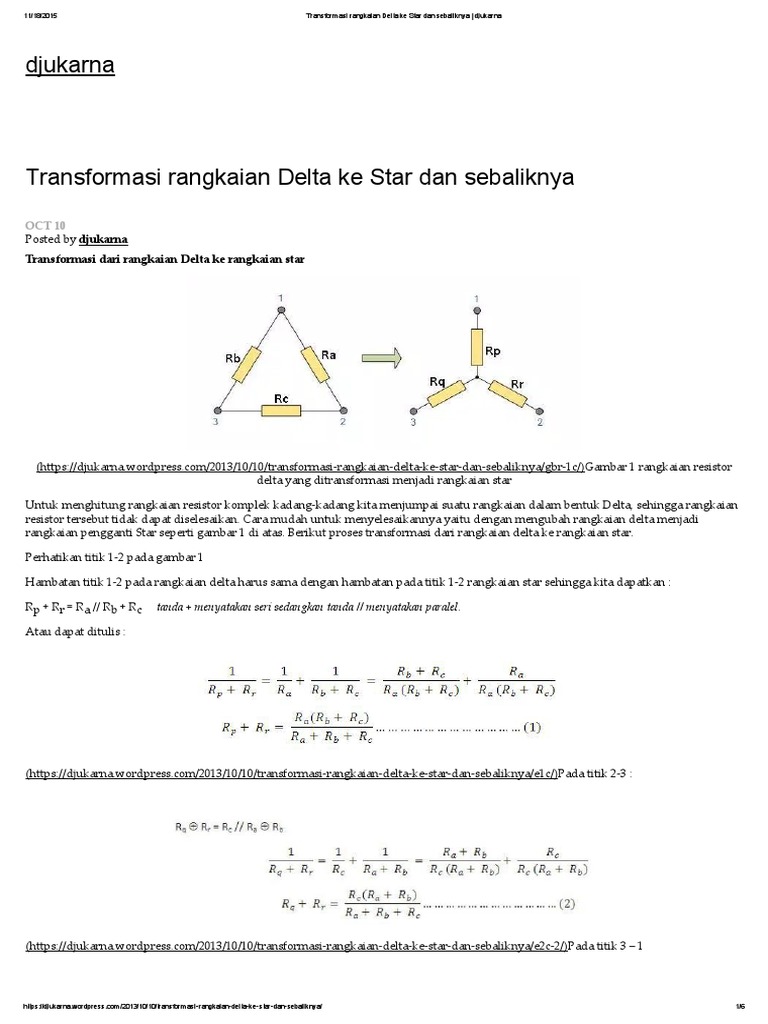 Transformasi Rangkaian: Mengubah Delta ke Star dan Sebaliknya | PDF