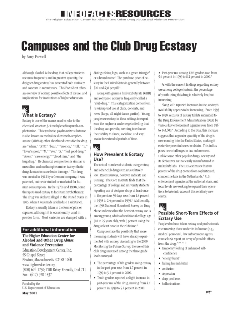 Campuses and The Club Drug Ecstasy | PDF | Mdma | Substance Abuse
