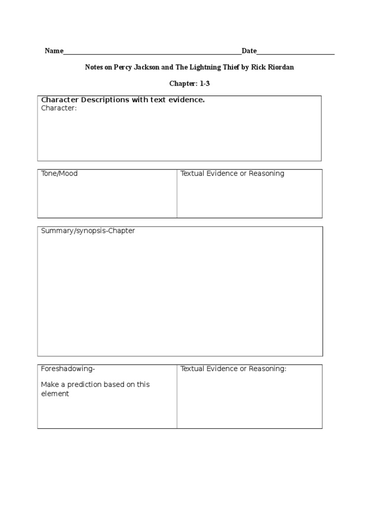 Lightningthiefnotesch 1-3 | PDF