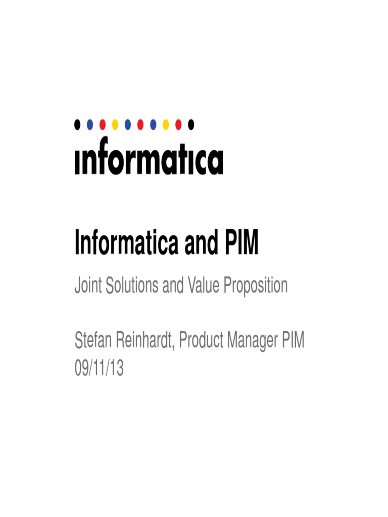 Informatica PIM Integrated Scenario DW MDM Stefan Reinhardt | Download ...