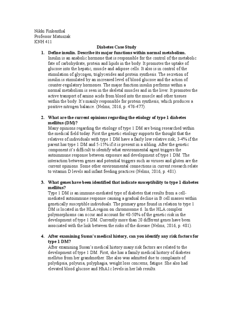 Type 1 Diabetes Case Study Analysis | PDF | Diabetes | Hyperglycemia