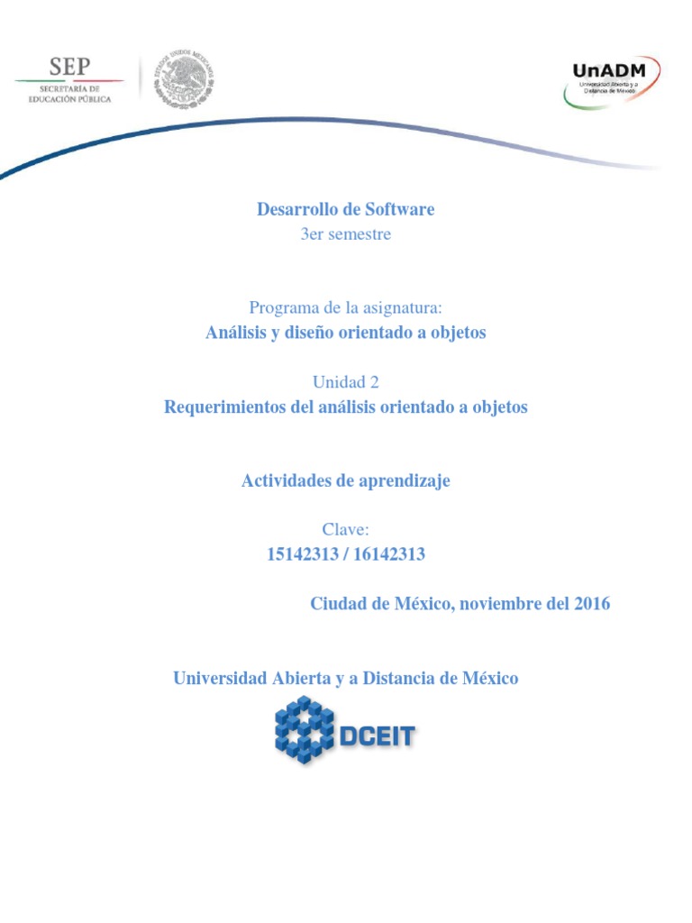 Unidad 2 Actividades de Aprendizaje Ddoo PDF | PDF