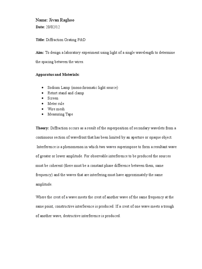 Lab 7 | PDF | Diffraction | Interference (Wave Propagation)