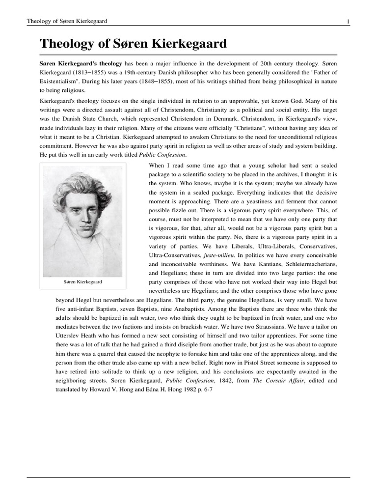 Kierkegaard's Theology Explained | PDF | Søren Kierkegaard | Western ...