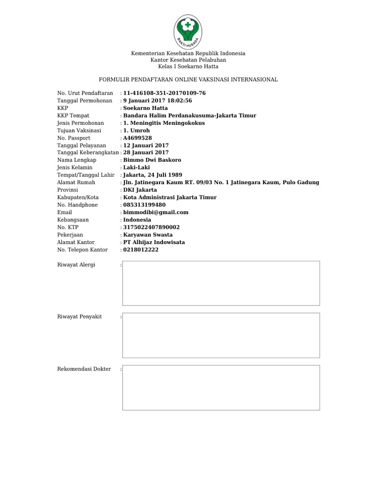 Formulir Pendaftaran Icv | PDF