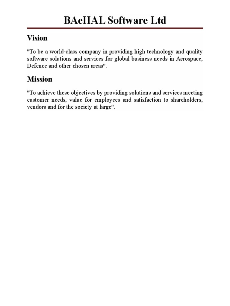 Baehal Software LTD: Vision | PDF