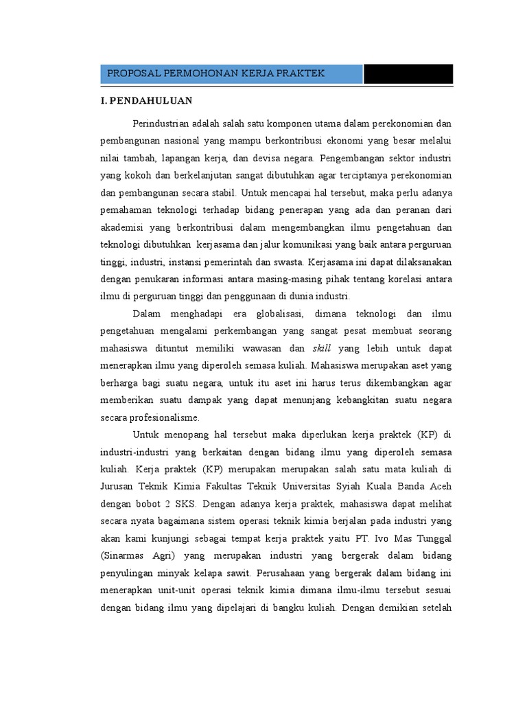 Proposal Kerja Praktek PKS | PDF