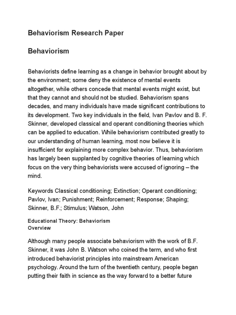 Raymhee - Behaviorism Research Paper | PDF | Classical Conditioning ...
