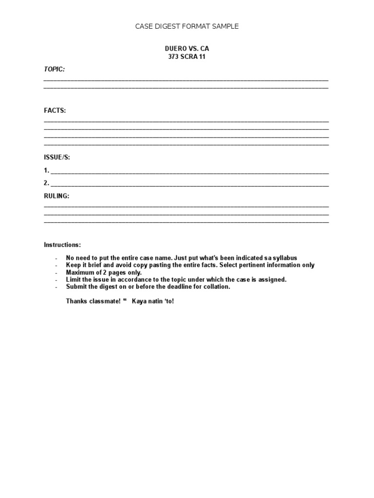 Case Digest Format | PDF