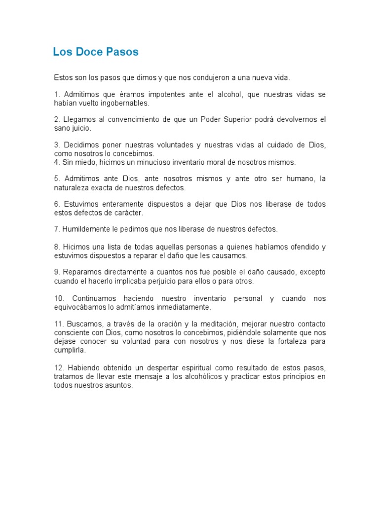 Los Doce Pasos | PDF | alcoholicos anonimos | Dios