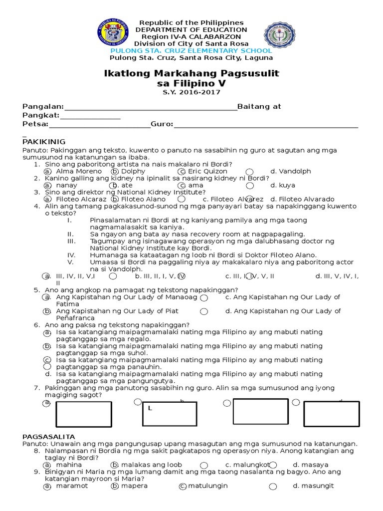 3rd Periodical Test q3 | PDF