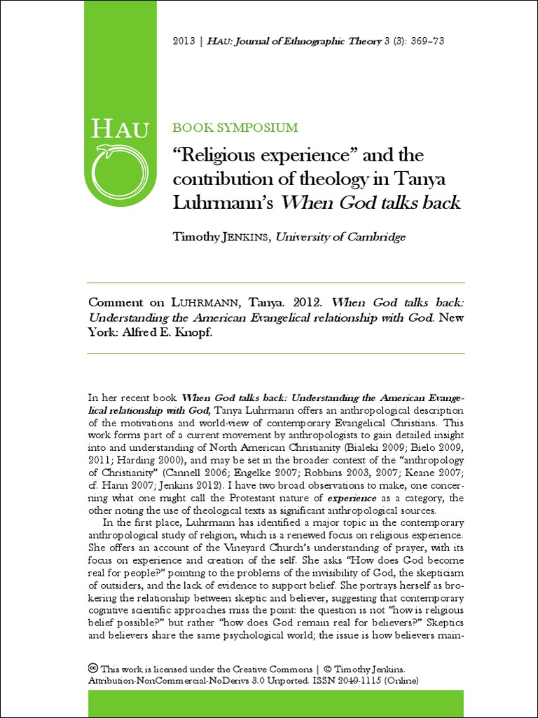 When God Talks Back Tanya Luhrman | PDF | Theology | Anthropology