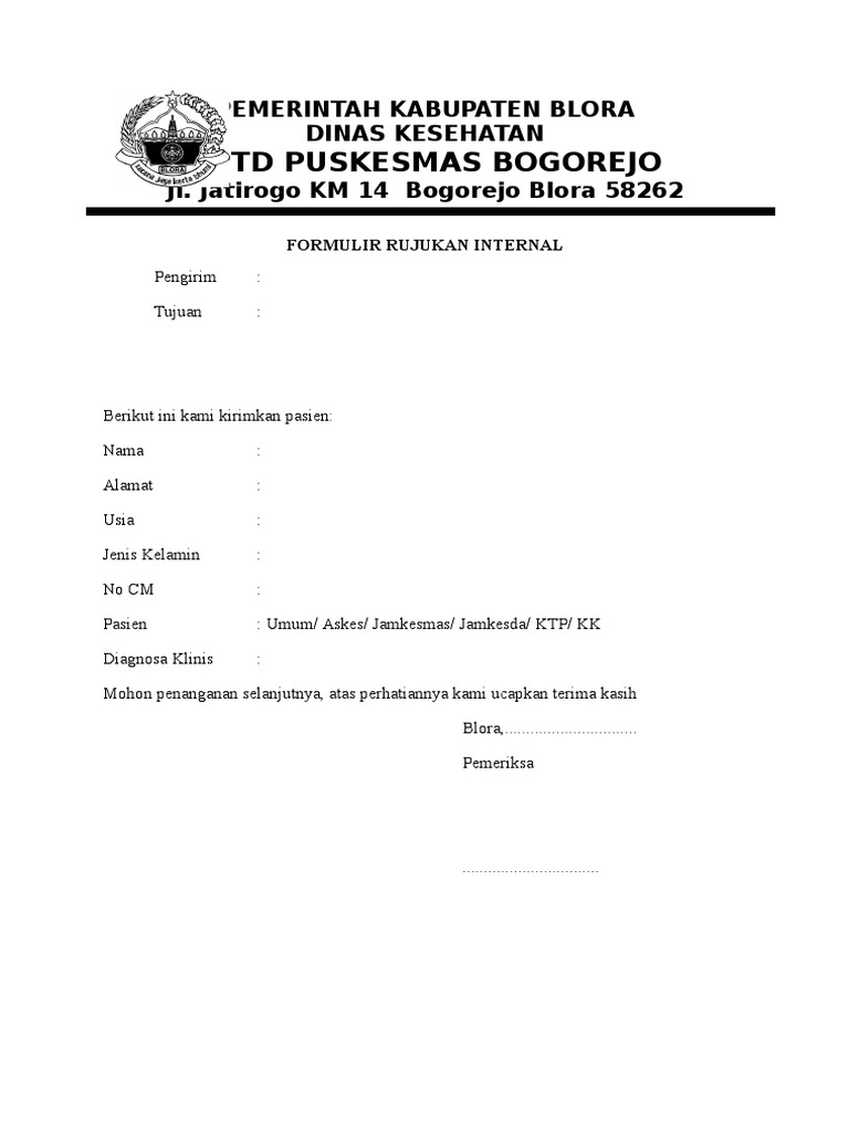 7.1.3.7formulir Rujukan Internal | PDF