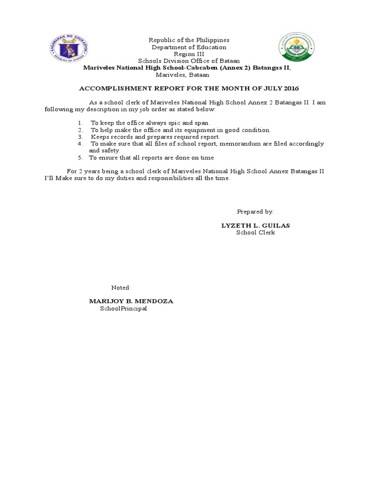 Accomplishment Report | Government | Politics