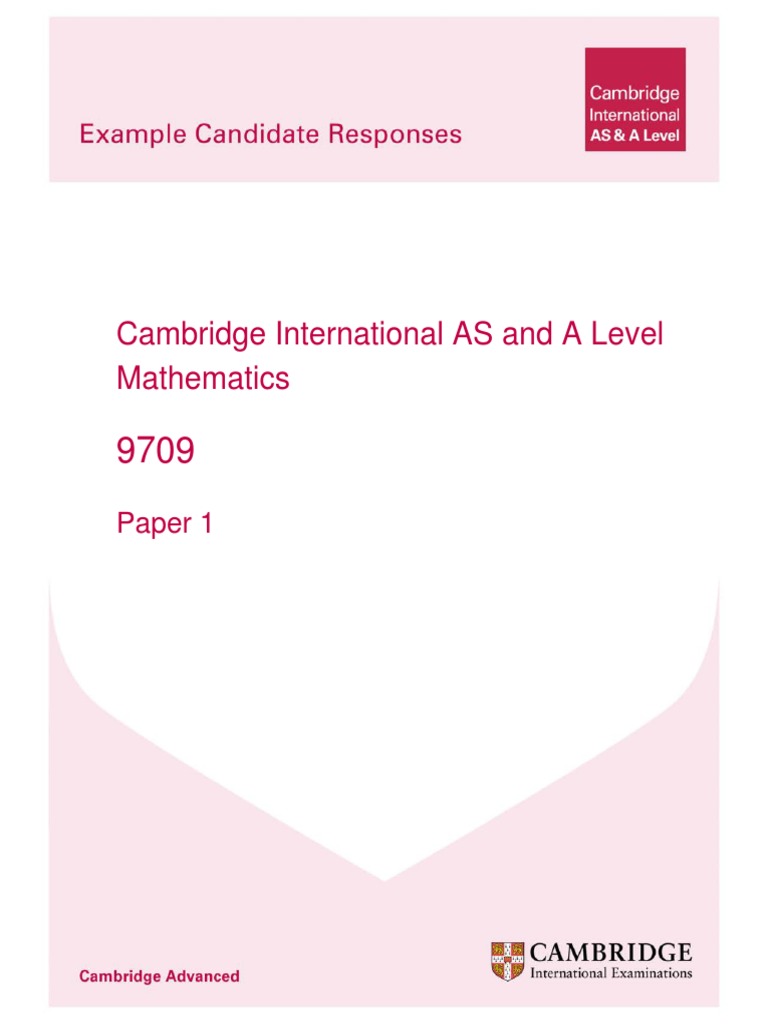 9709 Mathematics Paper1 ECR v1 | PDF | Gce Advanced Level (United ...