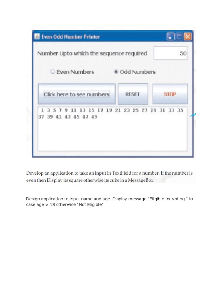 Design Application To Input Name and Age. Display Message "Eligible For ...