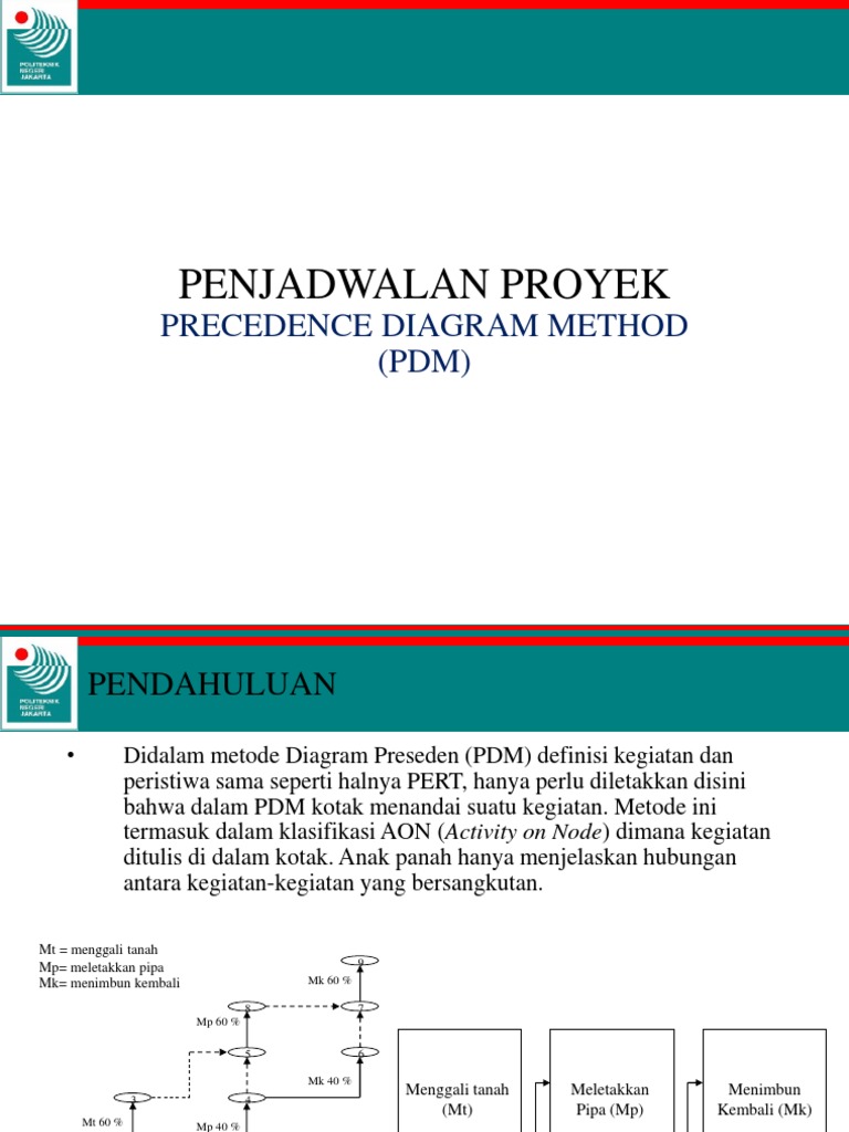 Penjadwalan Proyek-Metode Precedence Diagram Method (PDM) | PDF