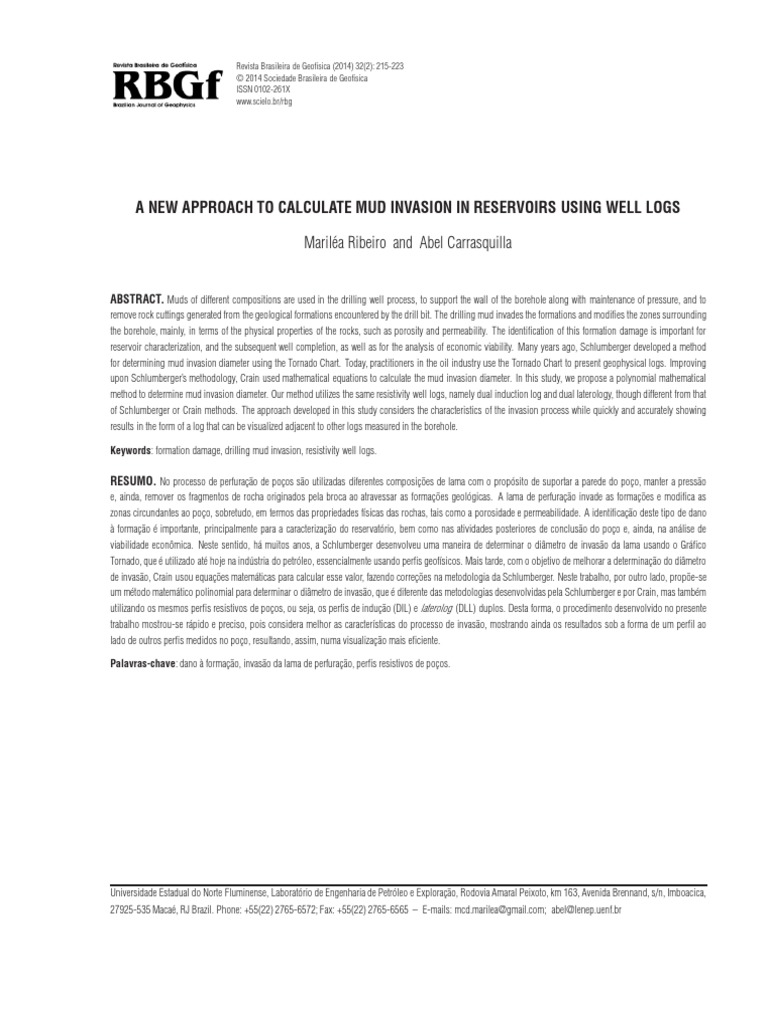 Mud Invasion Calc | PDF | Oil Well | Nature