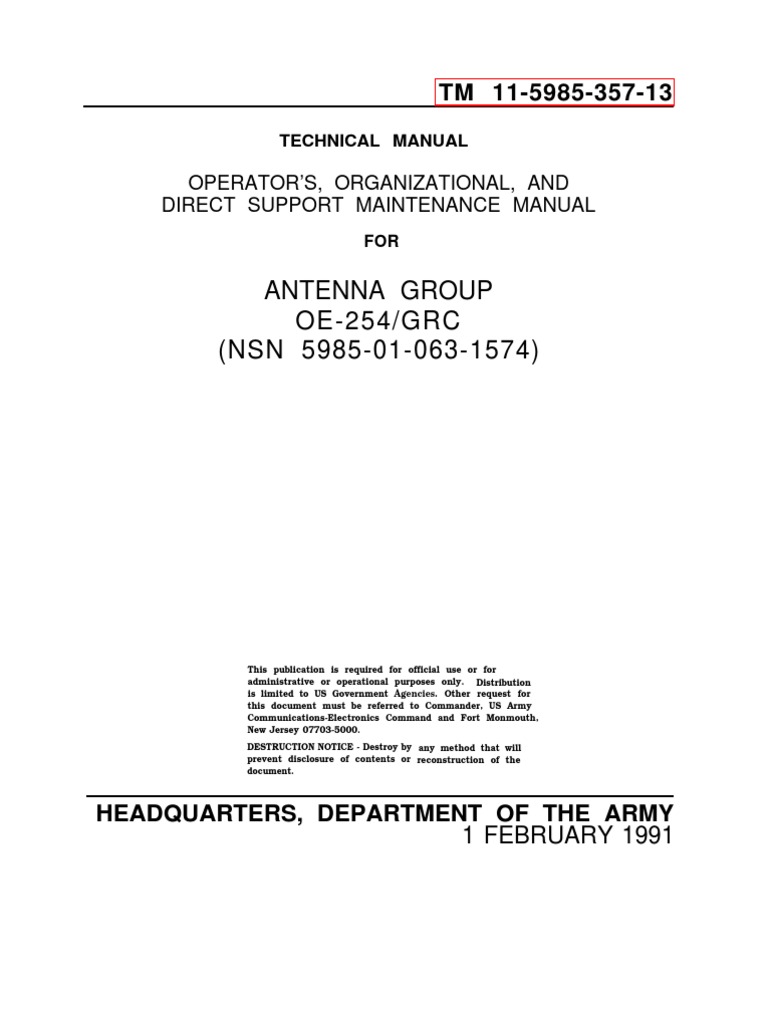 OE-254 Antenna Maintenance Manual | PDF | Coaxial Cable | Electrical ...