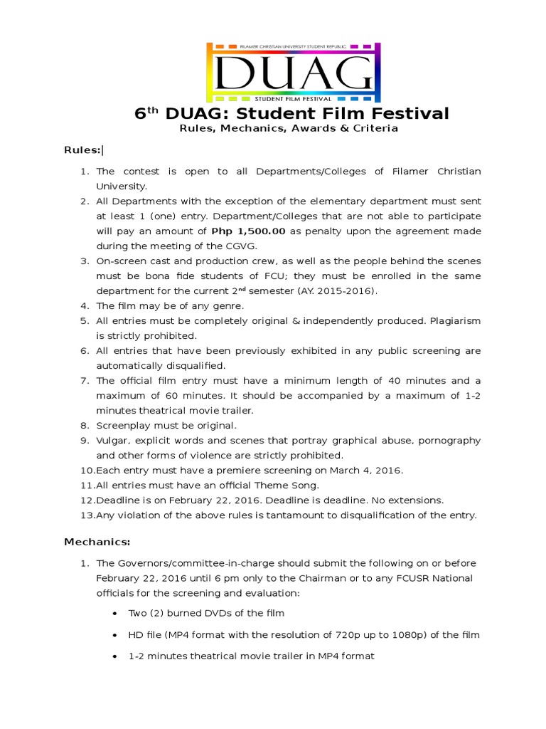 6th DUAG Final | PDF | Actor | Screenplay