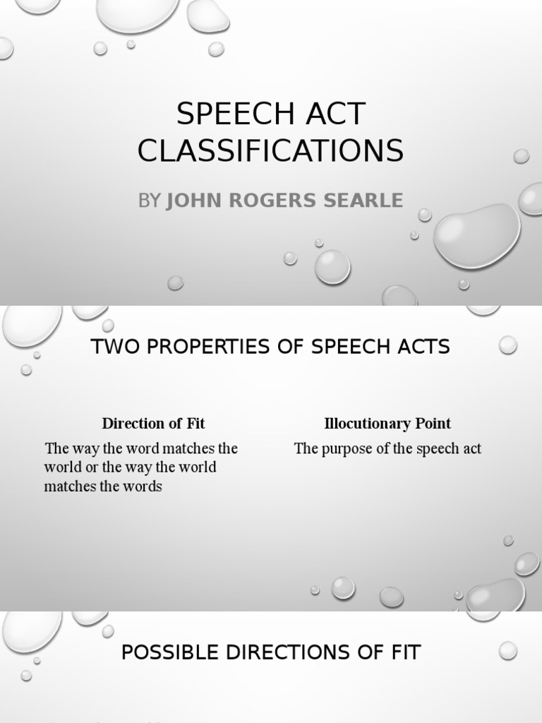 SPEECH ACT Classifications | Descargar gratis PDF | Cognitive Science | Linguistics