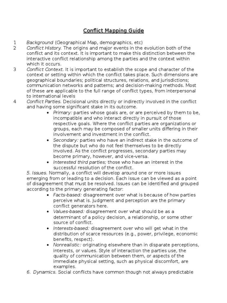 Conflict Mapping Guide | PDF | Conflict (Process) | Perception