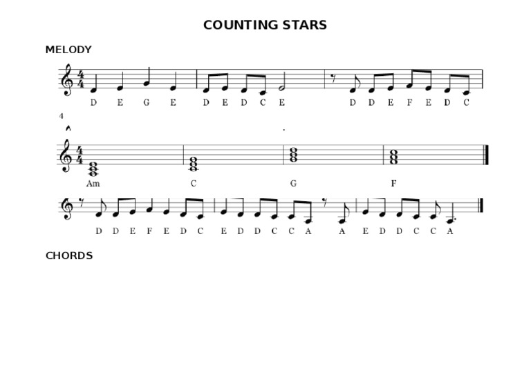 Counting Stars: Melody | PDF