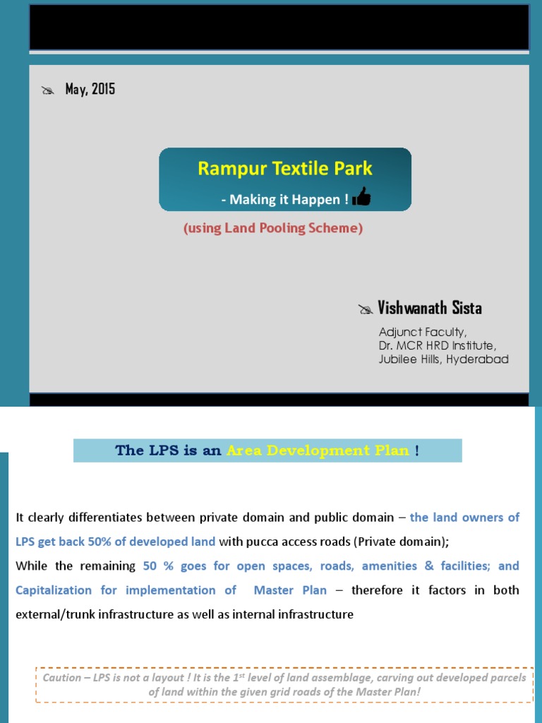 Development of Textile Park at Warangal (RAMPUR) Thru Land Pooling 11.3.15 | PDF | Economies ...