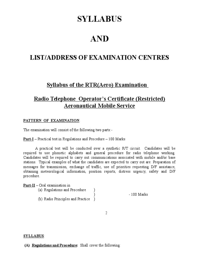 Syllabus For RTR Exam | PDF | Radio | Telecommunication