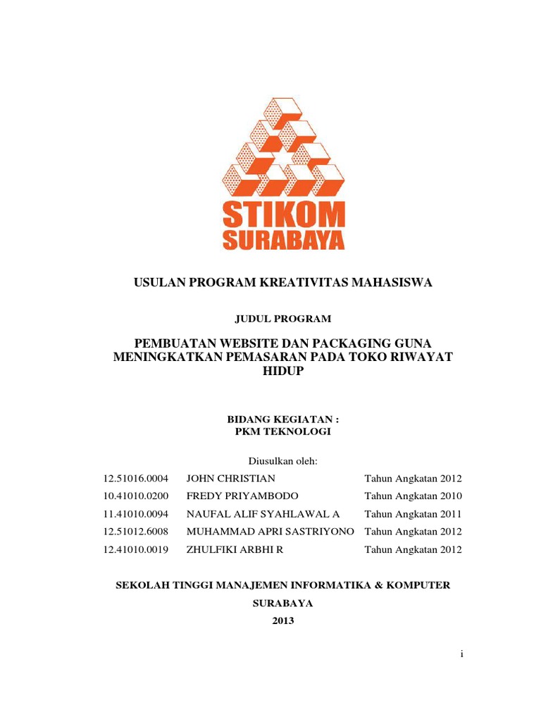 Contoh Proposal PKM-T Yang Sudah Disetujui PDF | PDF