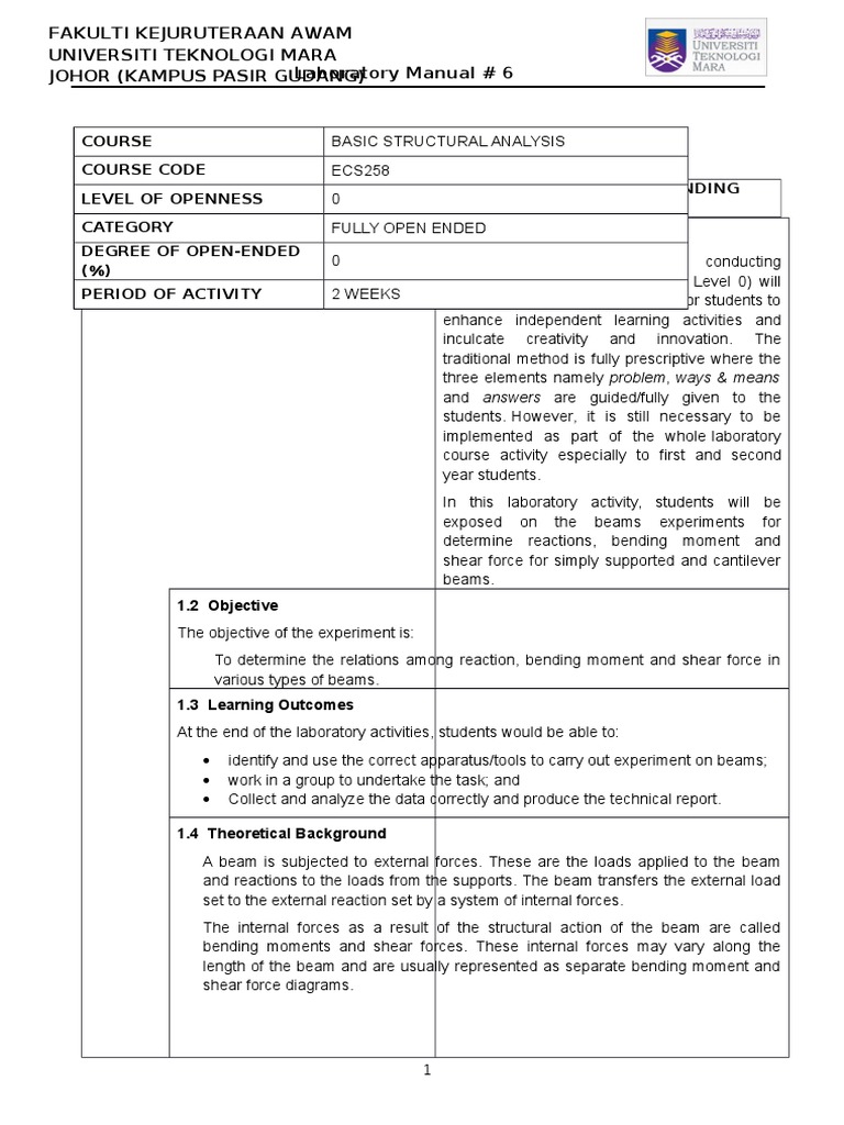 Experiment on Beams (Part 1) – Determining Reactions, Bending Moments ...