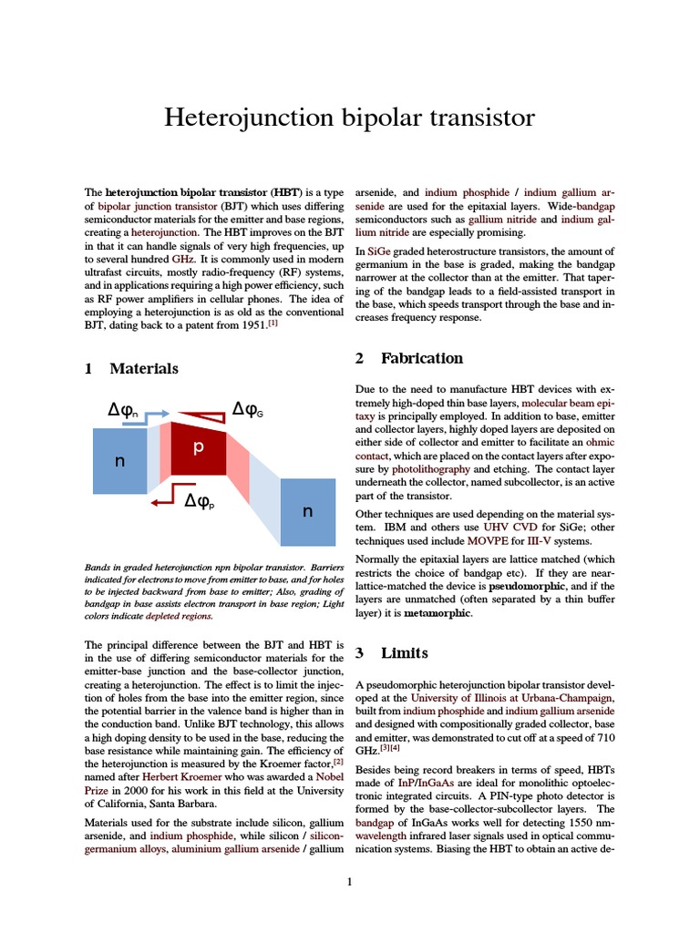 Heterojunction Bipolar Transistor | PDF | Condensed Matter | Electricity