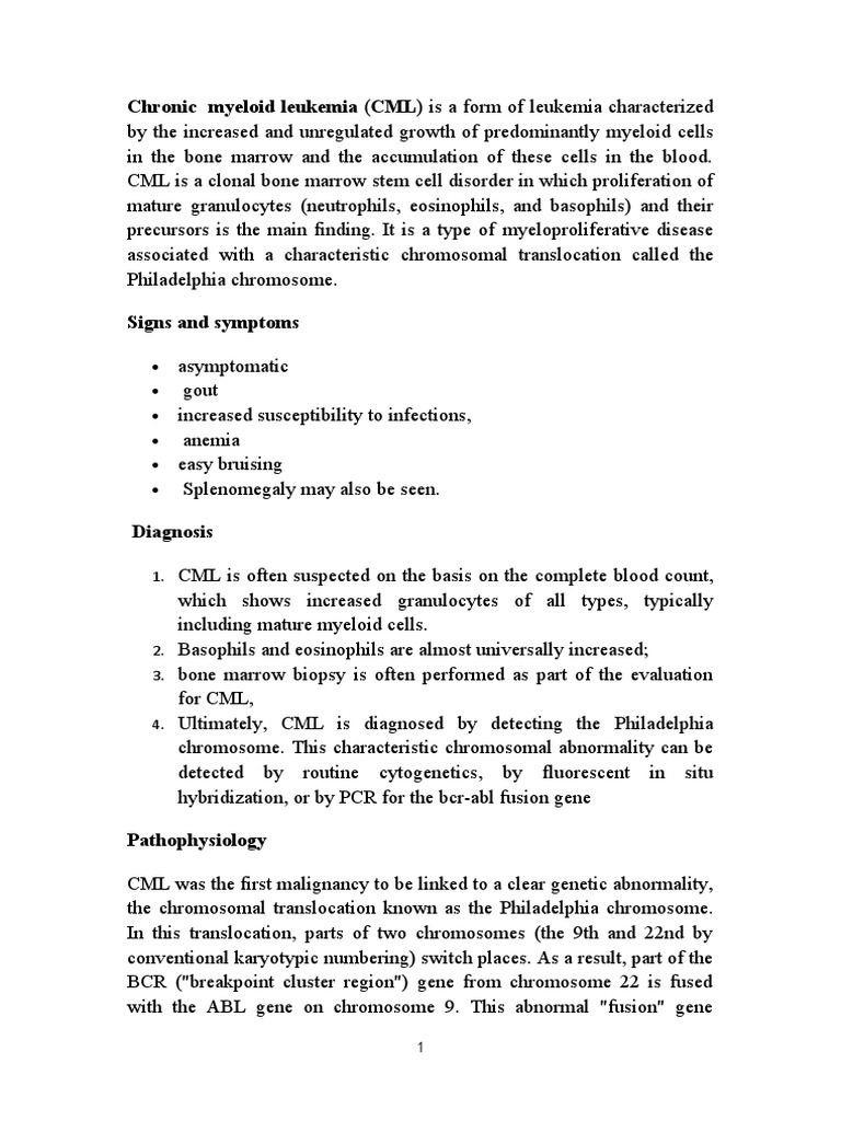 Chronic Myeloid Leukemia (CML) Is A Form of Leukemia Characterized ...