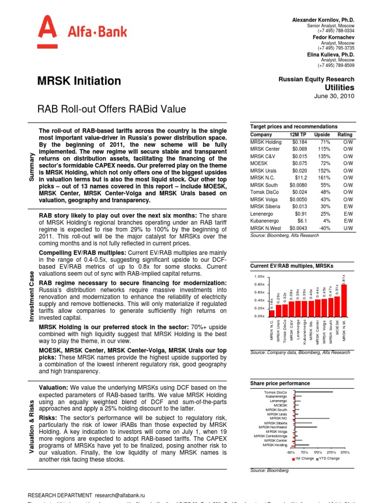 MRSK Initiation RAB Roll-Out Offe | PDF | Discounted Cash Flow ...