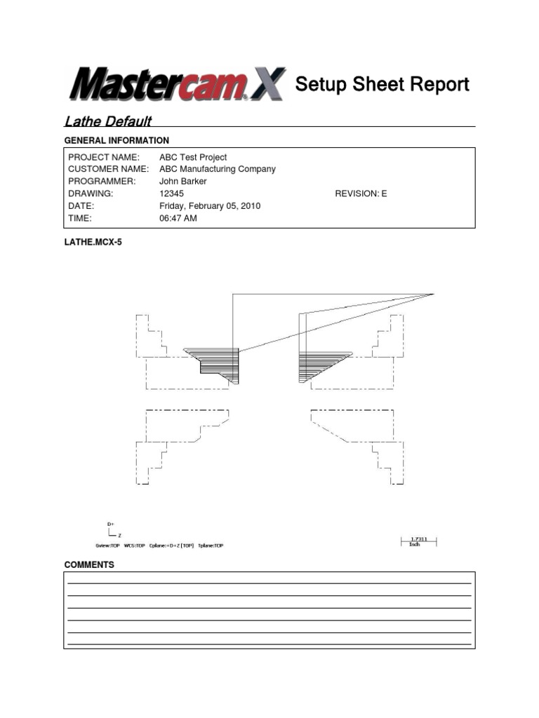 Setup Sheet Report: Lathe Default | PDF | Machines | Metalworking