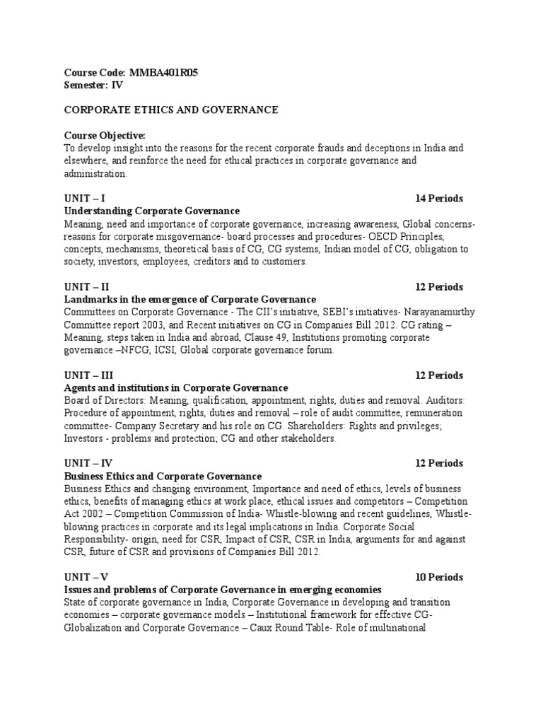 Corporate Ethics and Governance | PDF | Corporate Governance | Governance