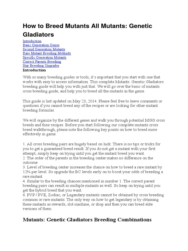 How To Breed Mutants All Mutants | PDF